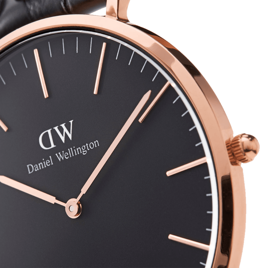 Sheffield - Black men's watch with leather strap 40mm | DW