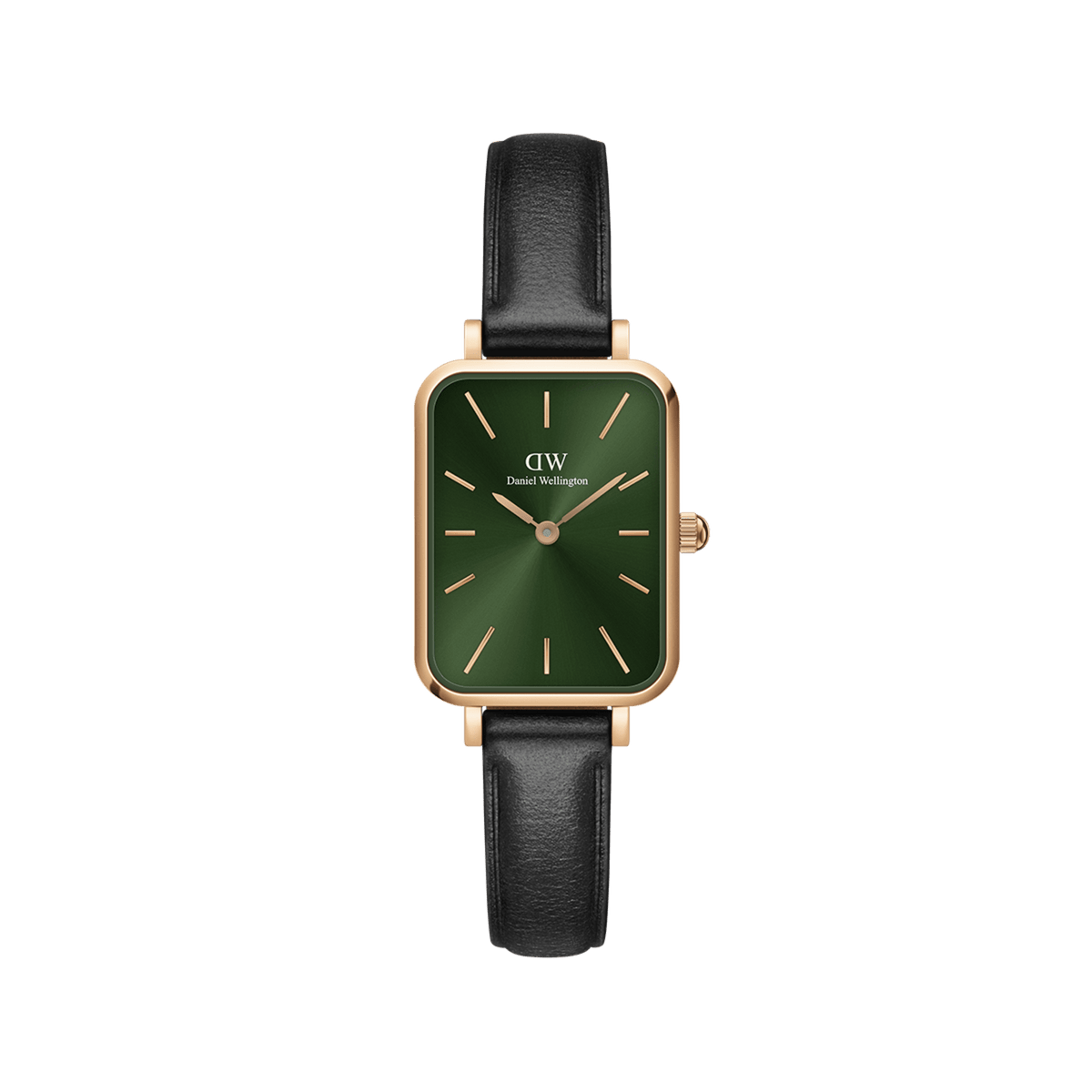 Quadro - Square watch with emerald dial & leatherstrap | DW
